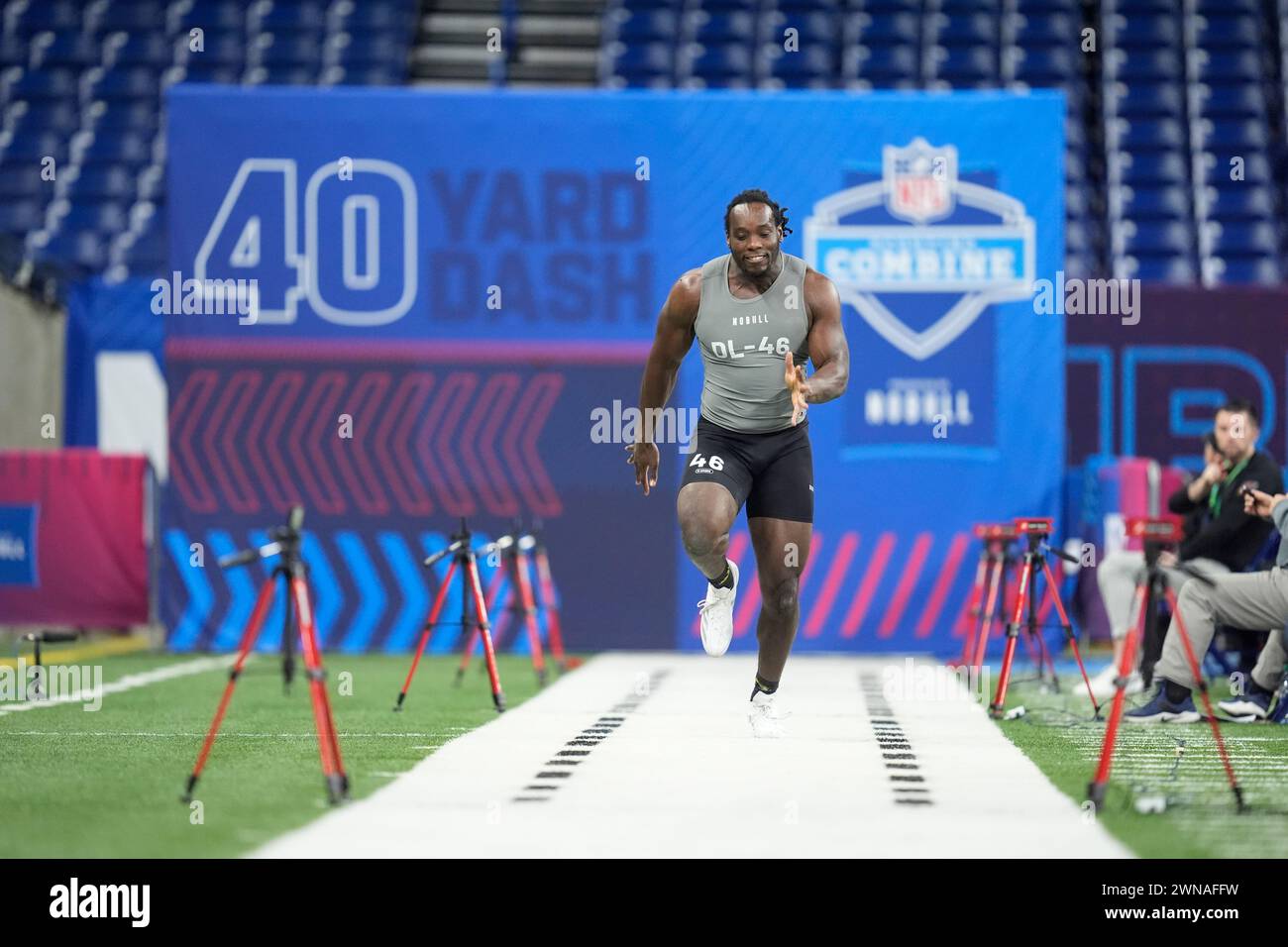 Missouri defensive lineman Darius Robinson runs the 40-yard dash at the ...