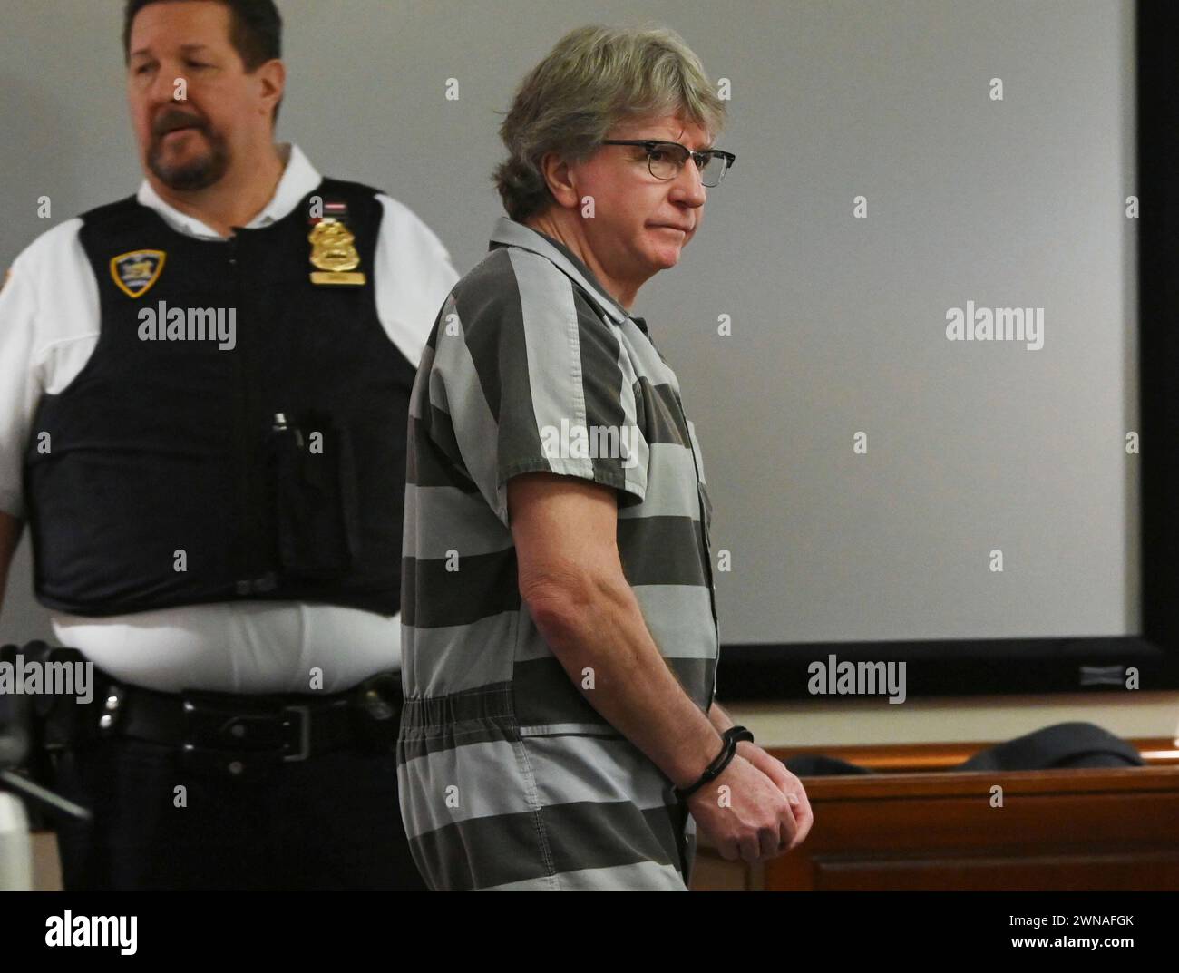 Kevin Monahan arrives for sentencing on Friday, March 1, 2024, at ...