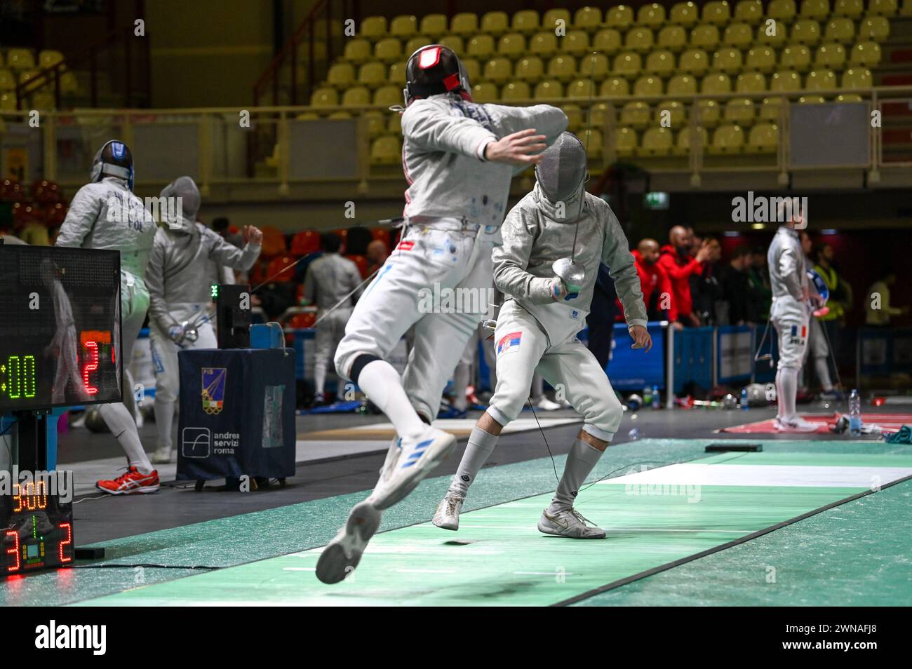 Padua, Italy. 01st Mar, 2024. Fencers in action during Fencing Team ...