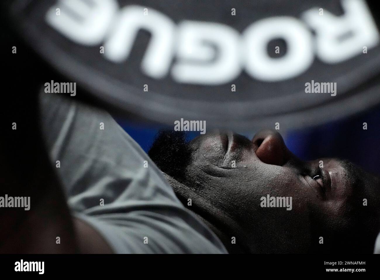 Clemson defensive lineman Ruke Orhorhoro lifts weights during the NFL ...