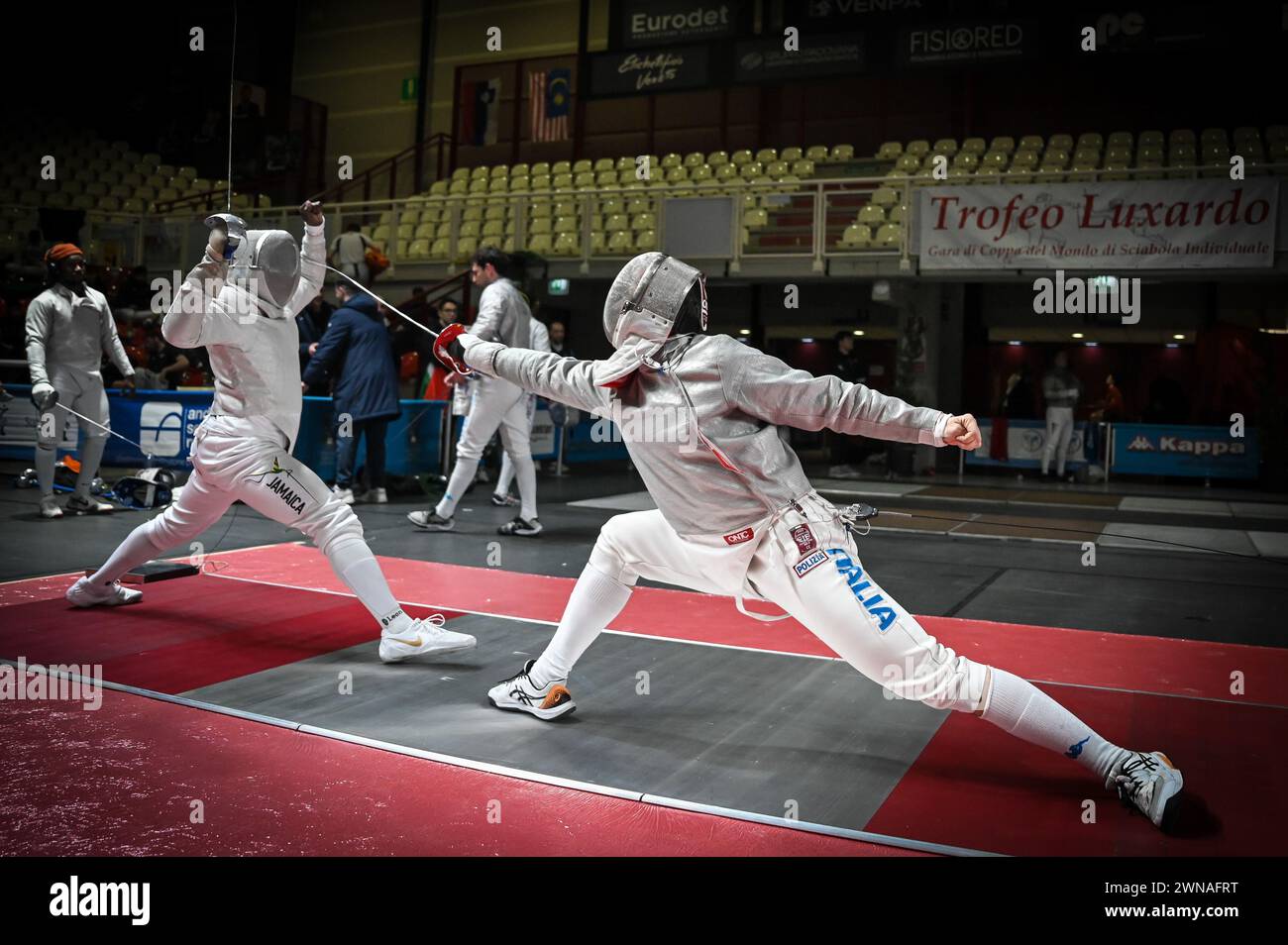 Padua, Italy. 01st Mar, 2024. Italian fencer in action during Fencing ...