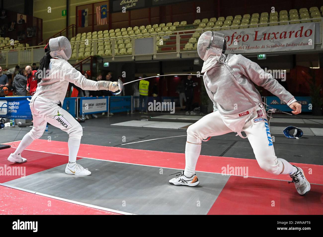 Padua, Italy. 01st Mar, 2024. Kon (JAM) compete against Italian fencer ...