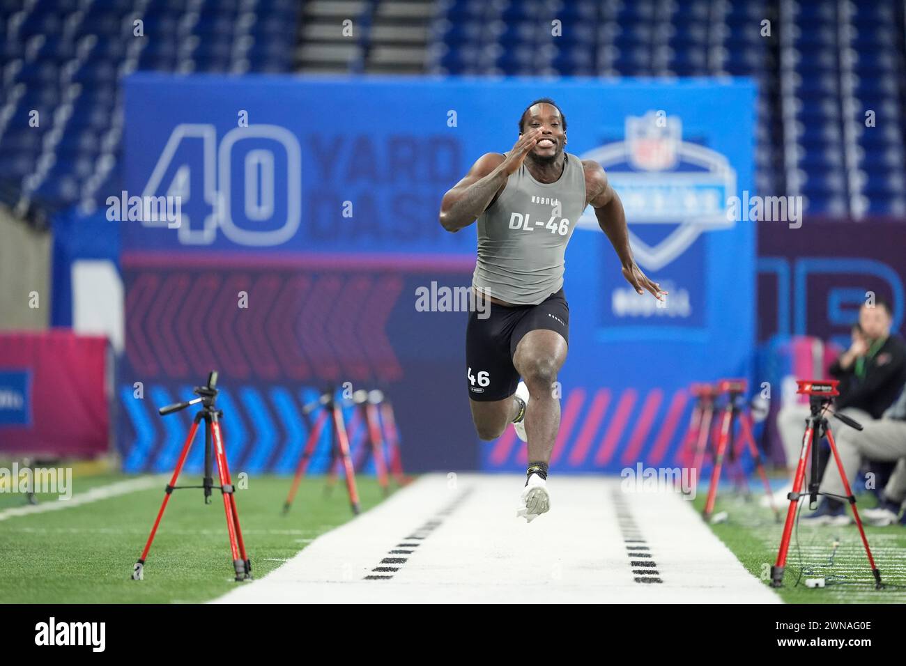 Missouri defensive lineman Darius Robinson runs the 40-yard dash at the ...