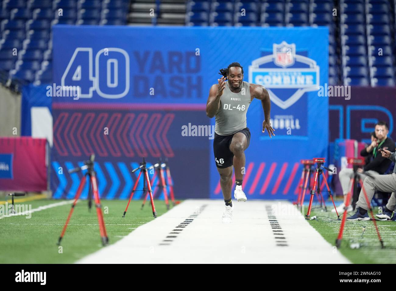 Missouri defensive lineman Darius Robinson runs the 40-yard dash at the ...
