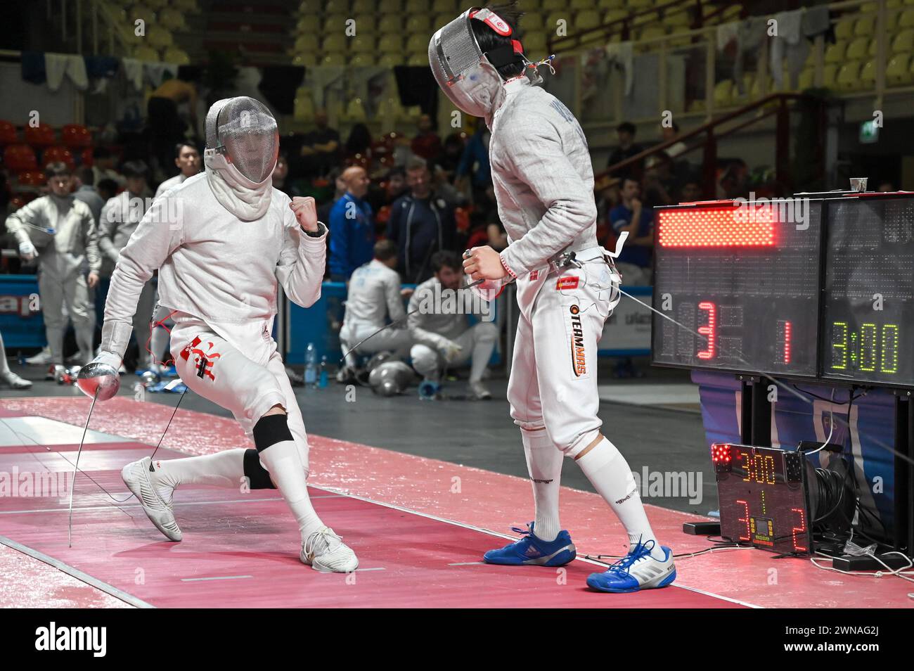 Padua, Italy. 01st Mar, 2024. Fencers in action during Fencing Team ...