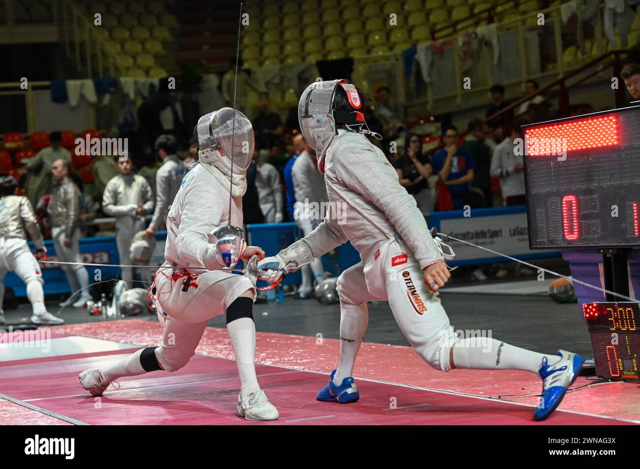 Padua, Italy. 01st Mar, 2024. Fencers in action during Fencing Team ...