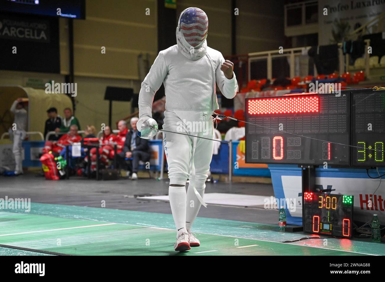 Padua, Italy. 01st Mar, 2024. Homer (USA) celebrates the victory wins ...