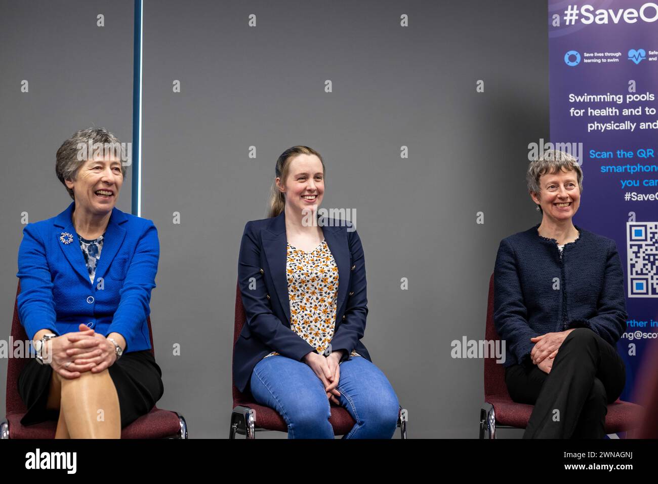 Former Scottish olympic swimmer Hannah Miley (centre) speaking during a ...
