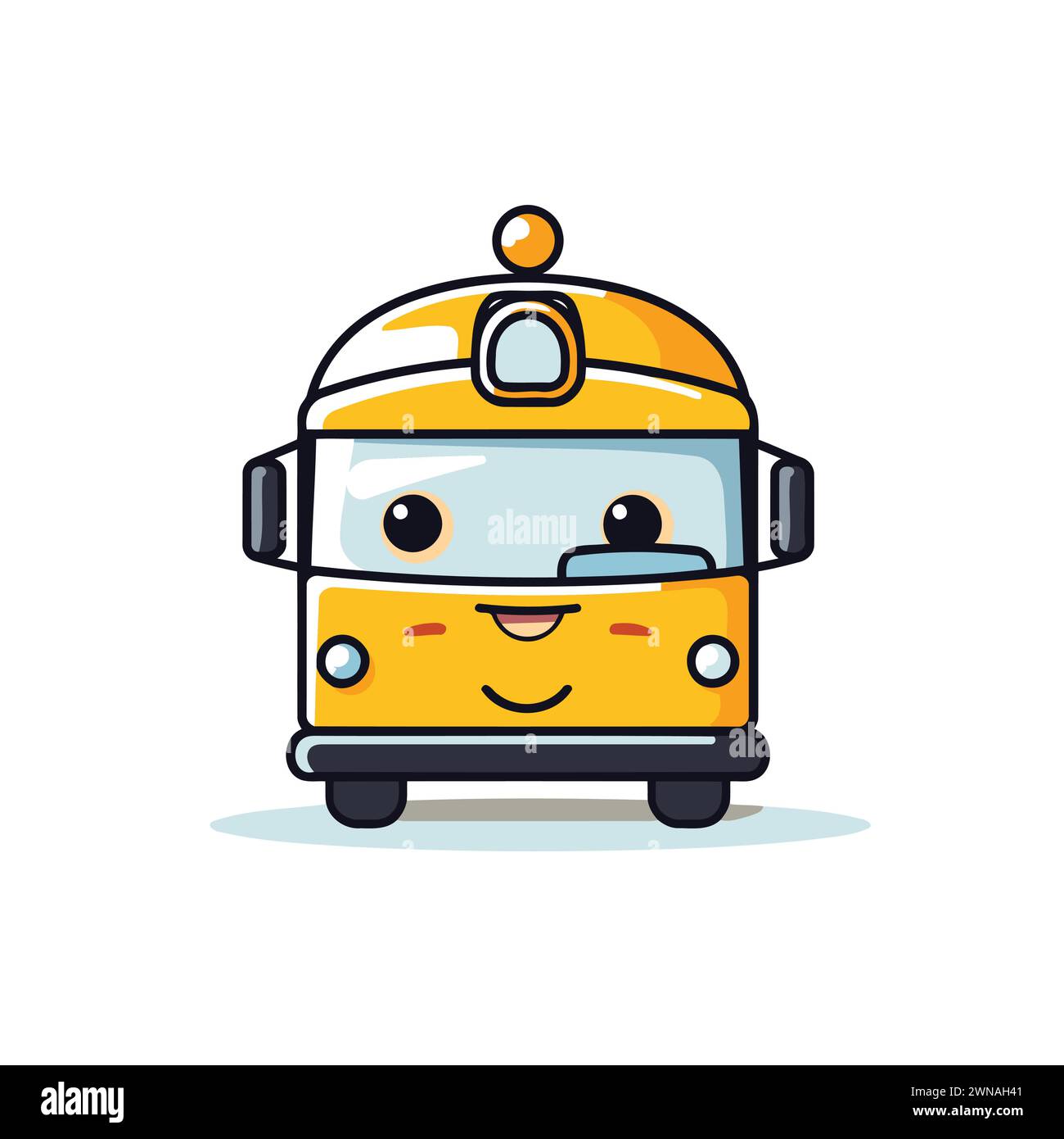 Cute school bus character with smiley face. Vector illustration Stock ...