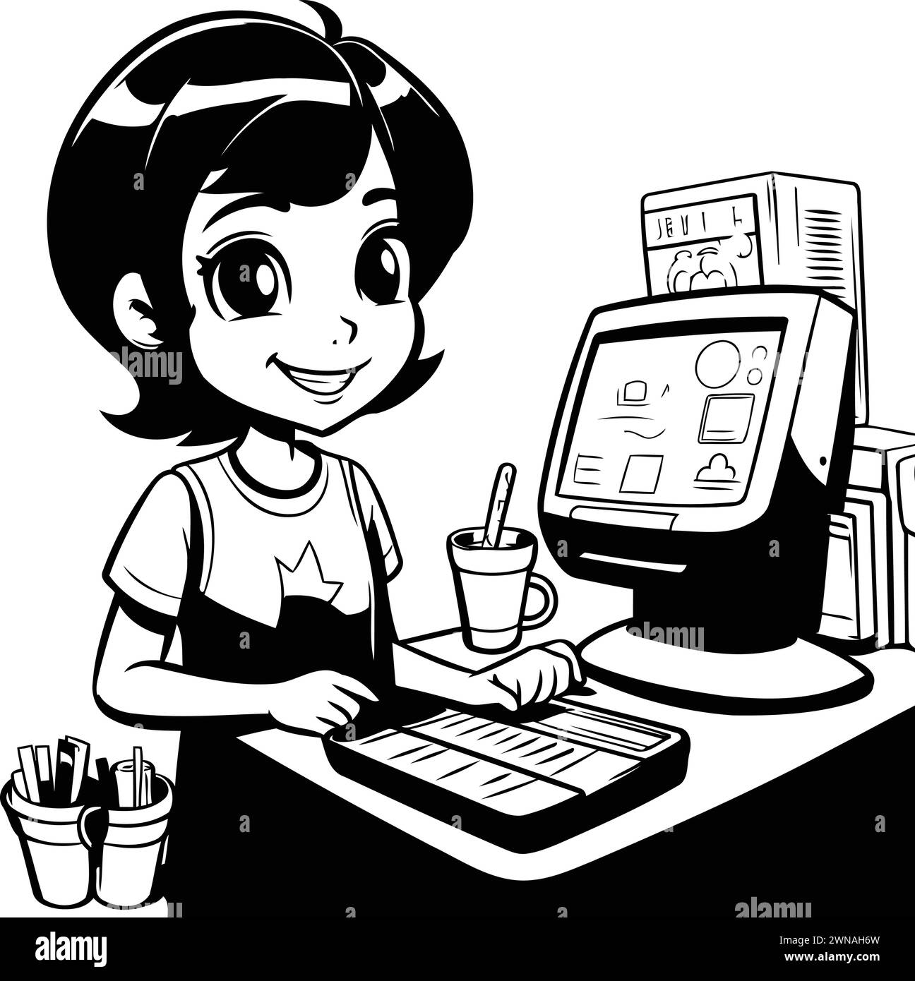 Computer games drawing illustration Stock Vector Images - Alamy