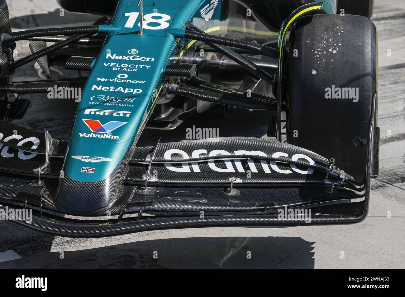 Aston Martin F1 Team AMR23, mechanical detail front wing aerodynamism ...