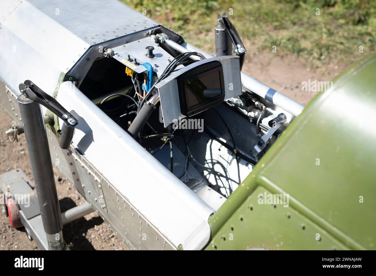 25/04/21 Steering controls in cockpit. With only two wheels and a fifty ...
