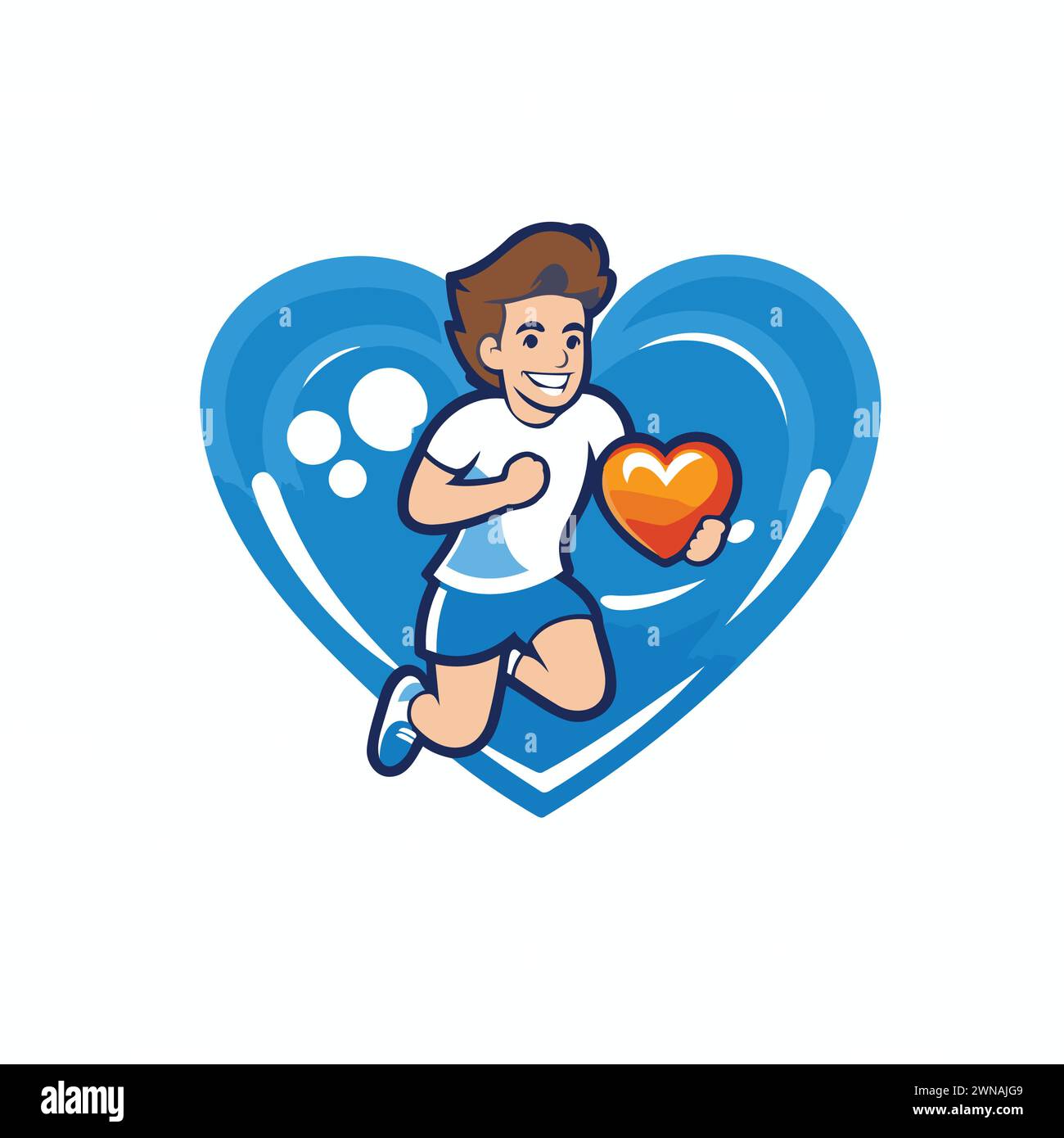 Man running with heart icon. Sport and healthy lifestyle theme ...
