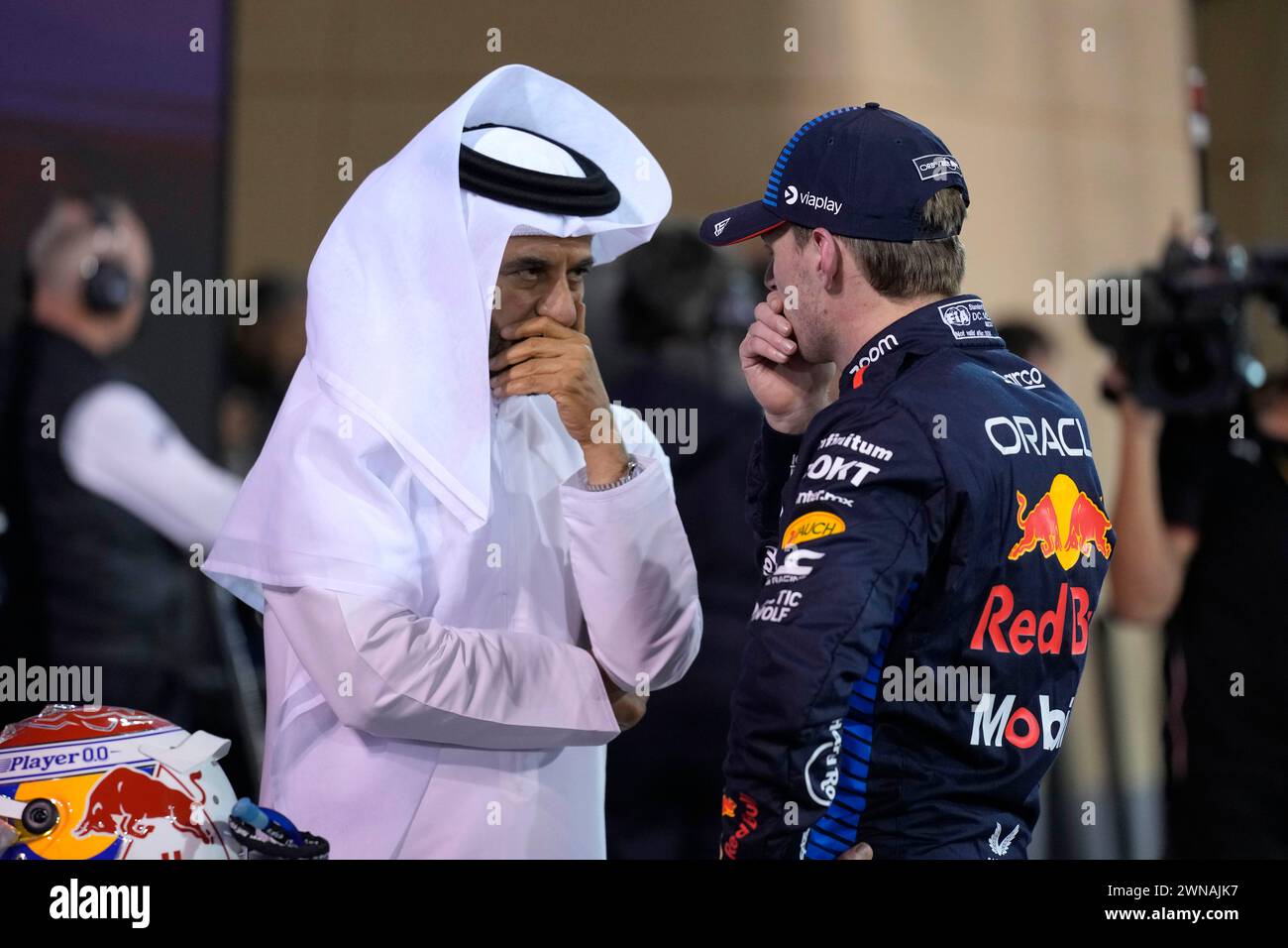 Red Bull driver Max Verstappen of the Netherlands, center, who ...