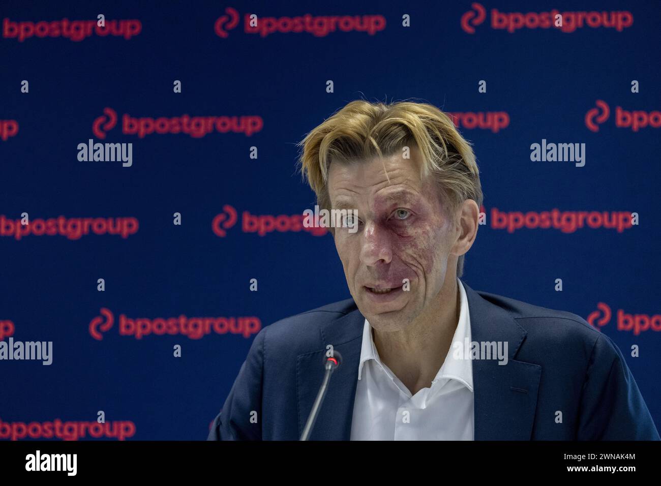 Brussels, Belgium. 01st Mar, 2024. Bpost CEO Chris Peeters pictured ...