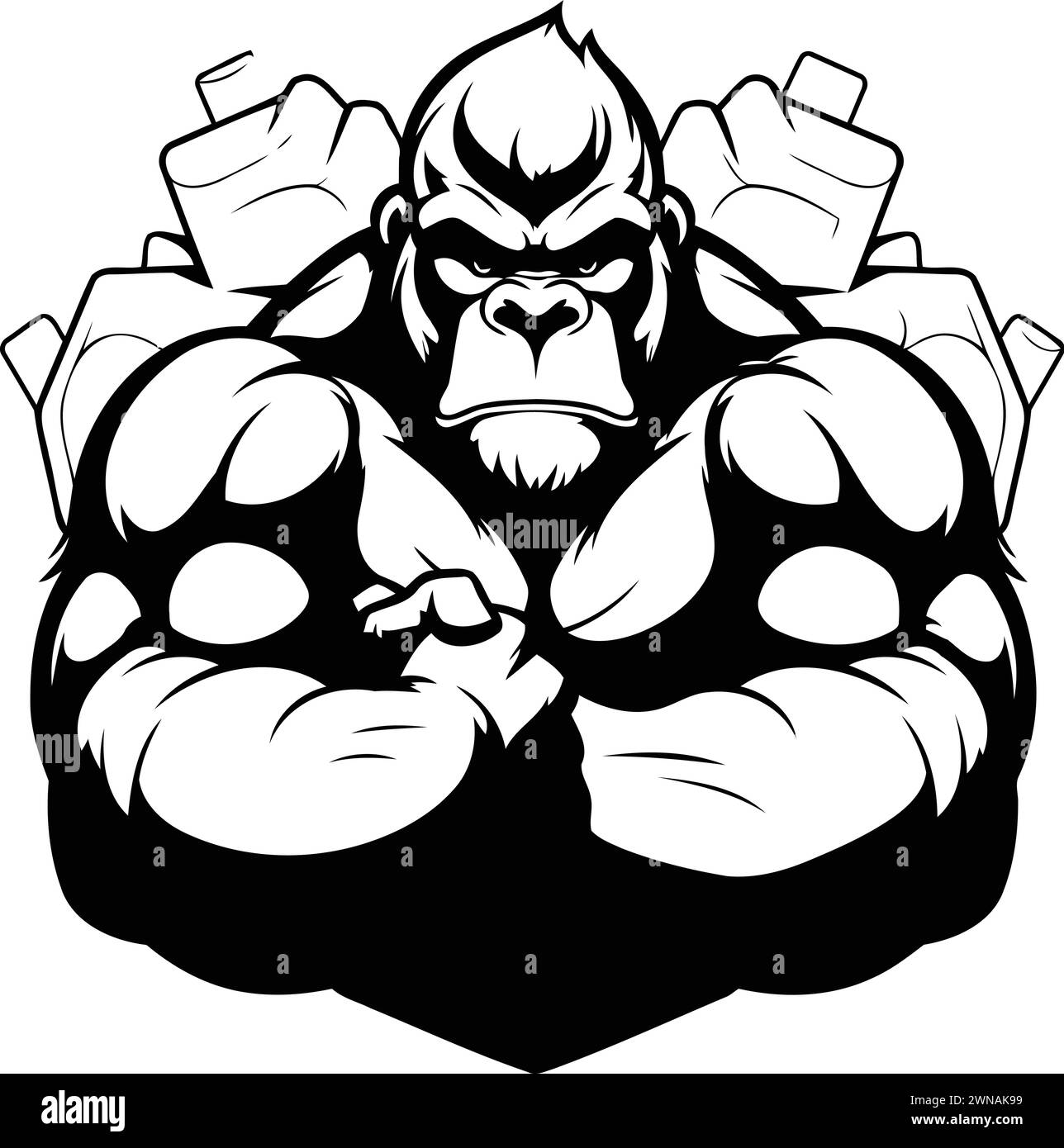 Gorilla Bodybuilder Mascot. Vector illustration ready for vinyl cutting ...
