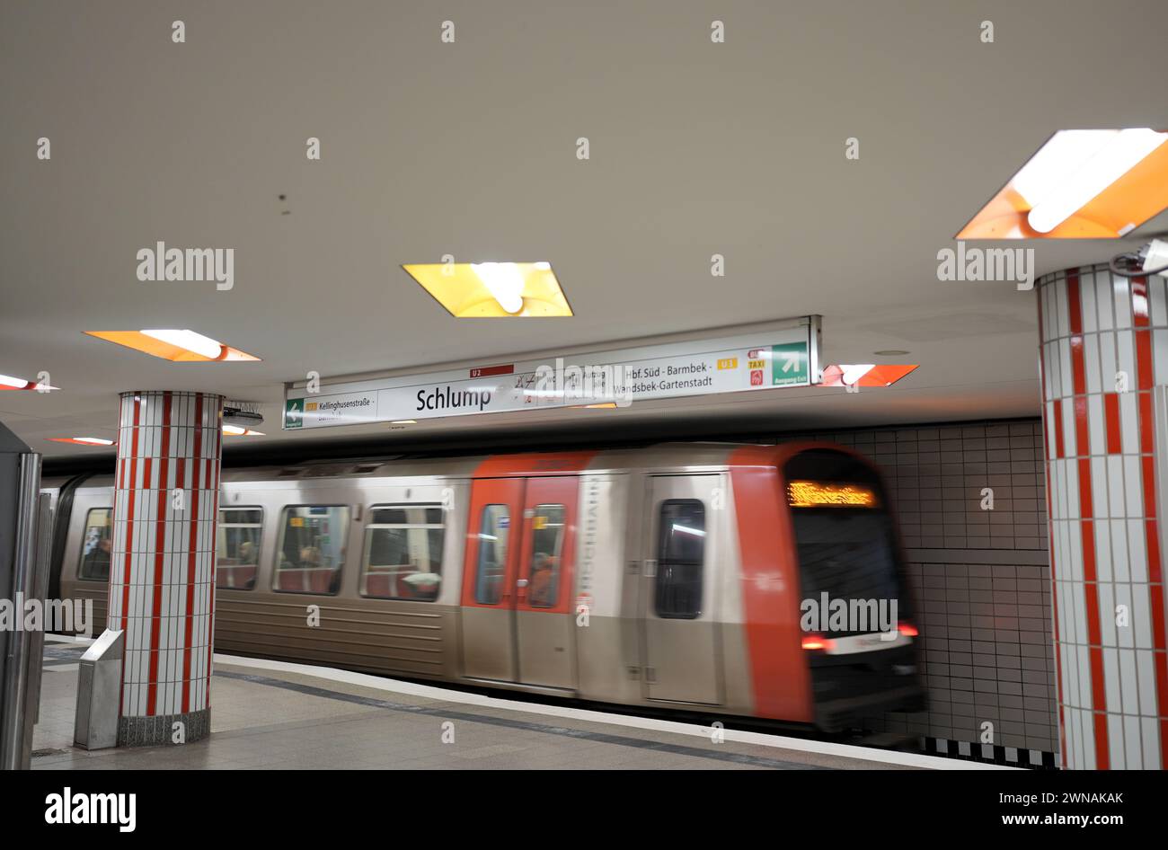 Hamburg, Germany. 27th Feb, 2024. A subway train on line U2 leaves ...