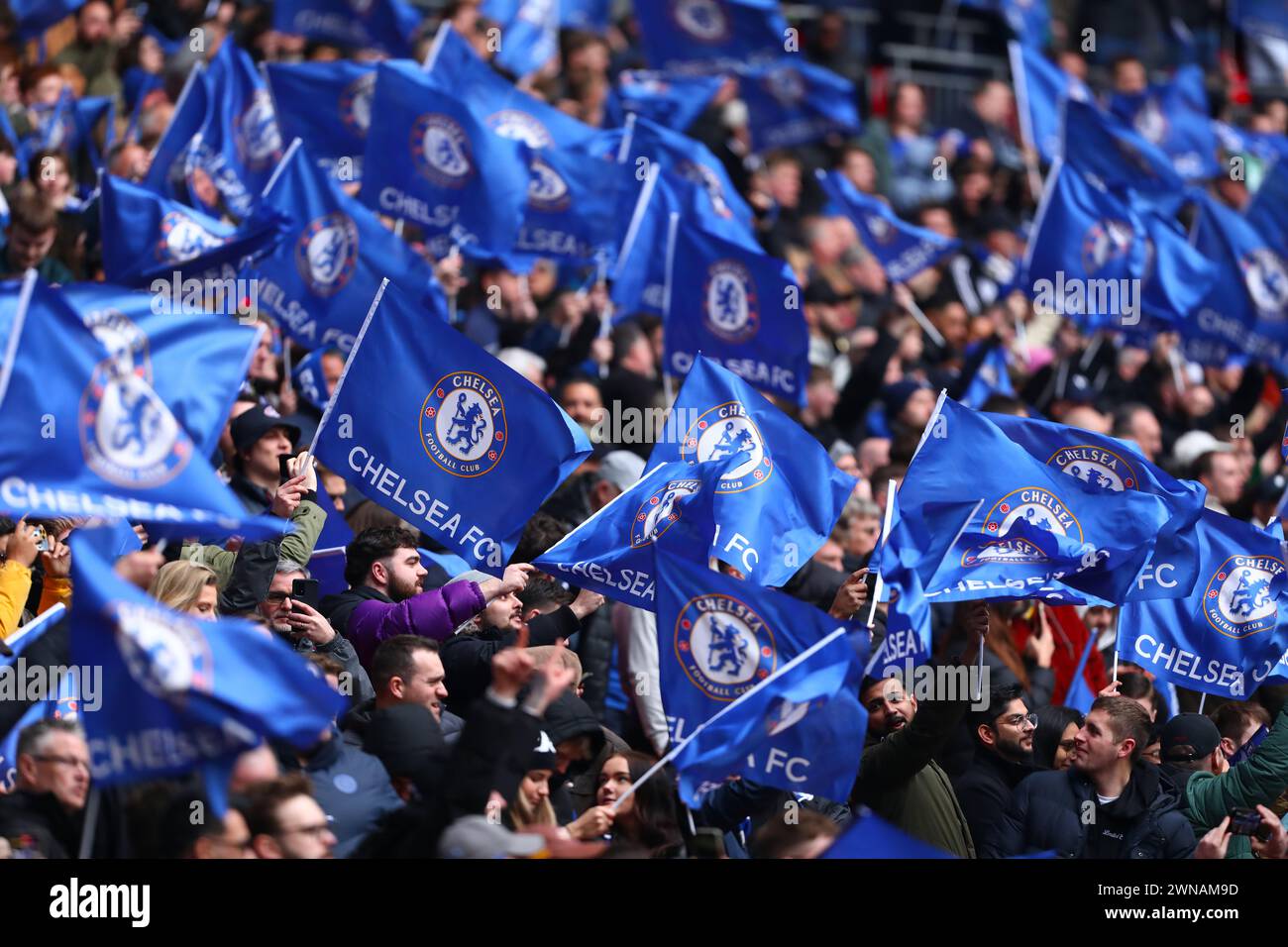 Chelsea fans wave flags - Chelsea v Liverpool, Carabao Cup Final ...