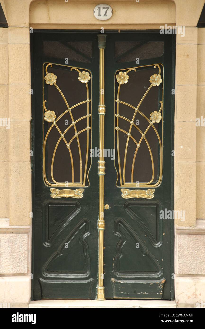 An art nouveau style door in the city of San Sebastian Stock Photo - Alamy