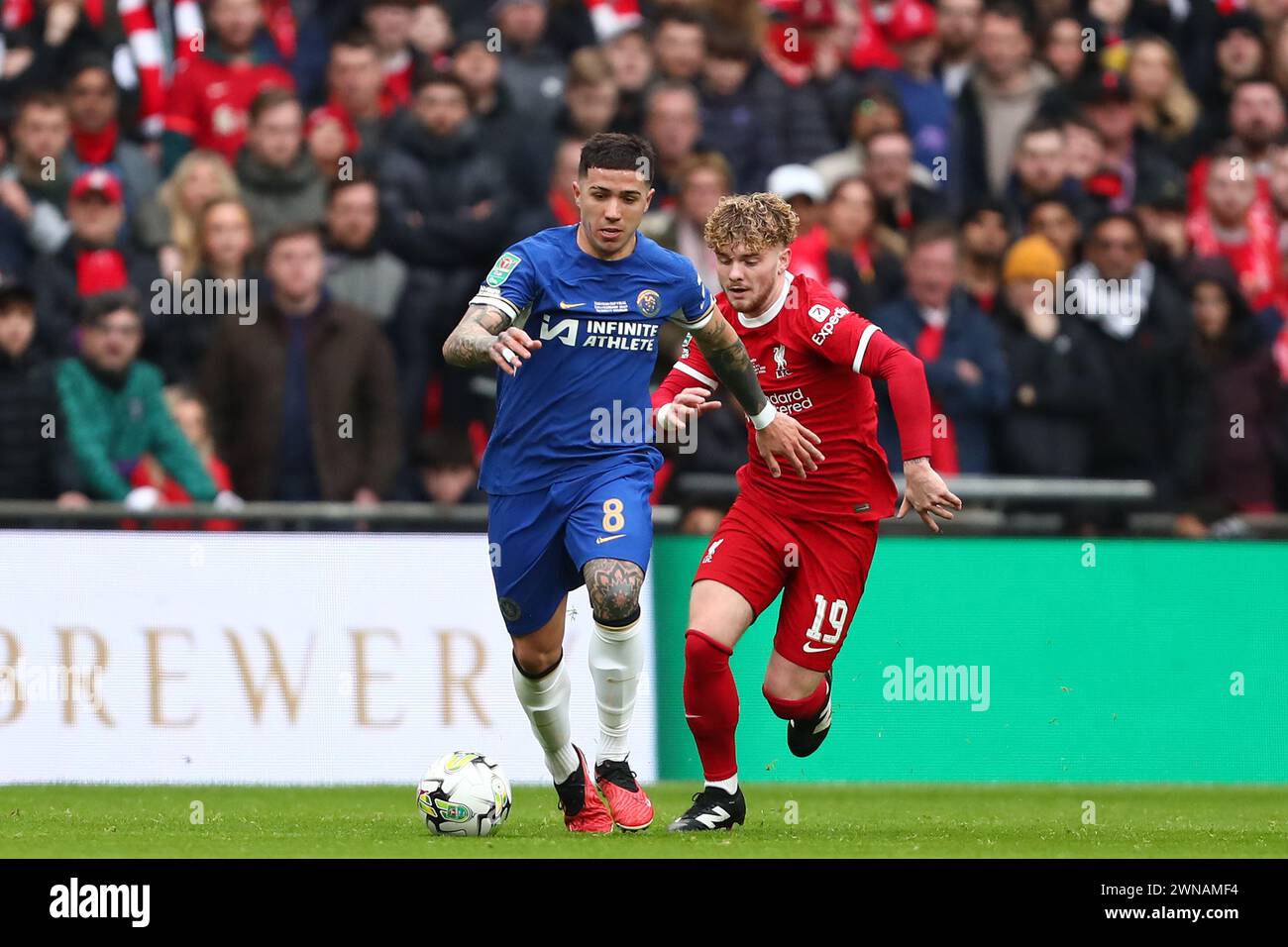 Enzo Fernandez of Chelsea and Harvey Elliott of Liverpool - Chelsea v ...