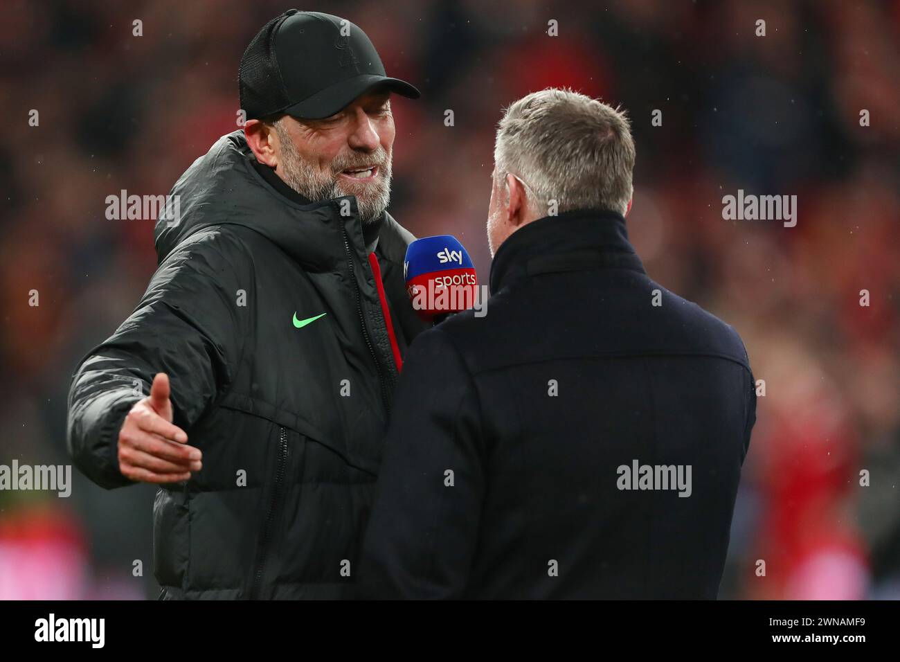 Manager of Liverpool, Jurgen Klopp seen during Sky Sports interview ...
