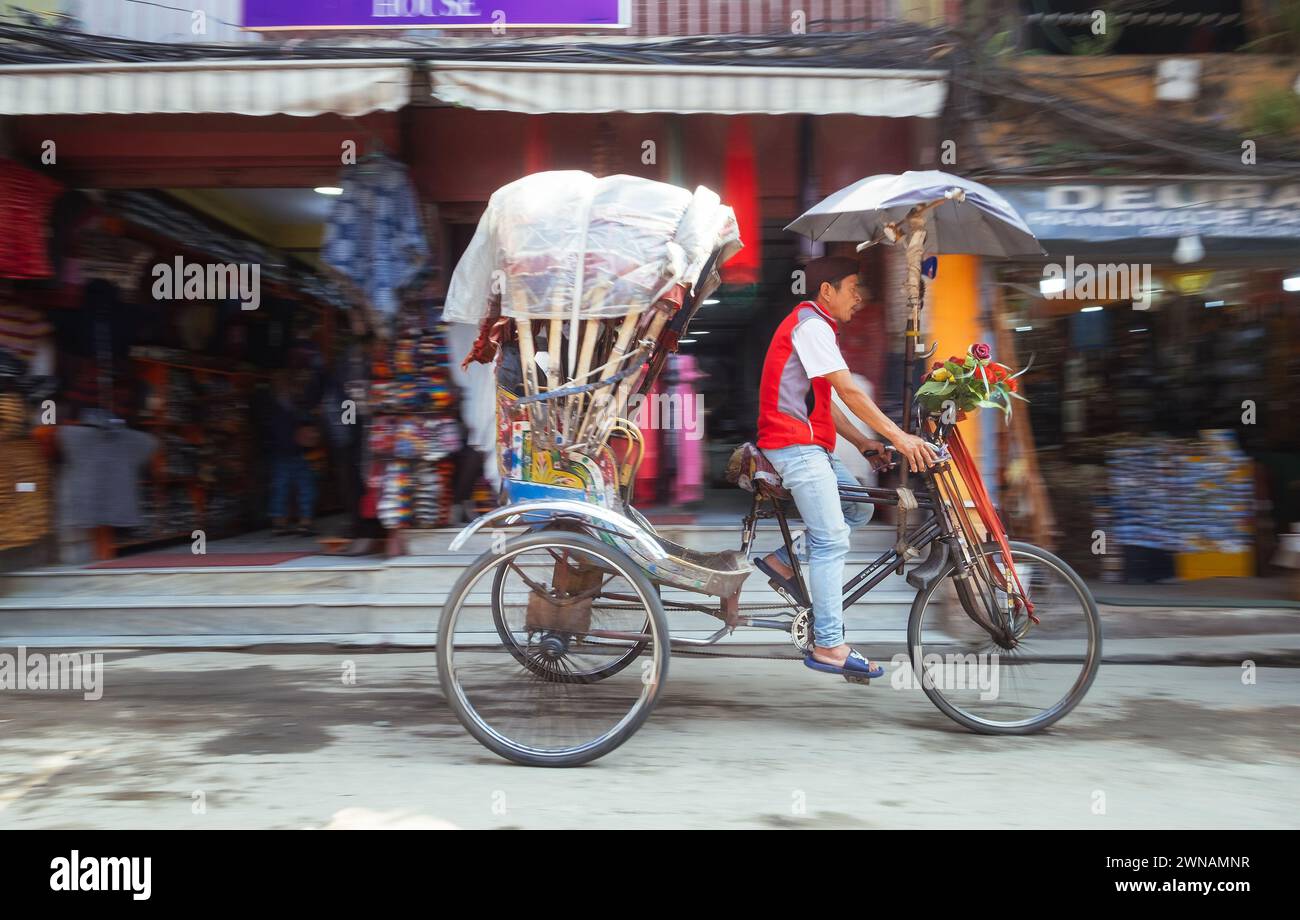 Kathmandu, Bagmati Province / Nepal - October 10, 2023: Rikshaw man ...