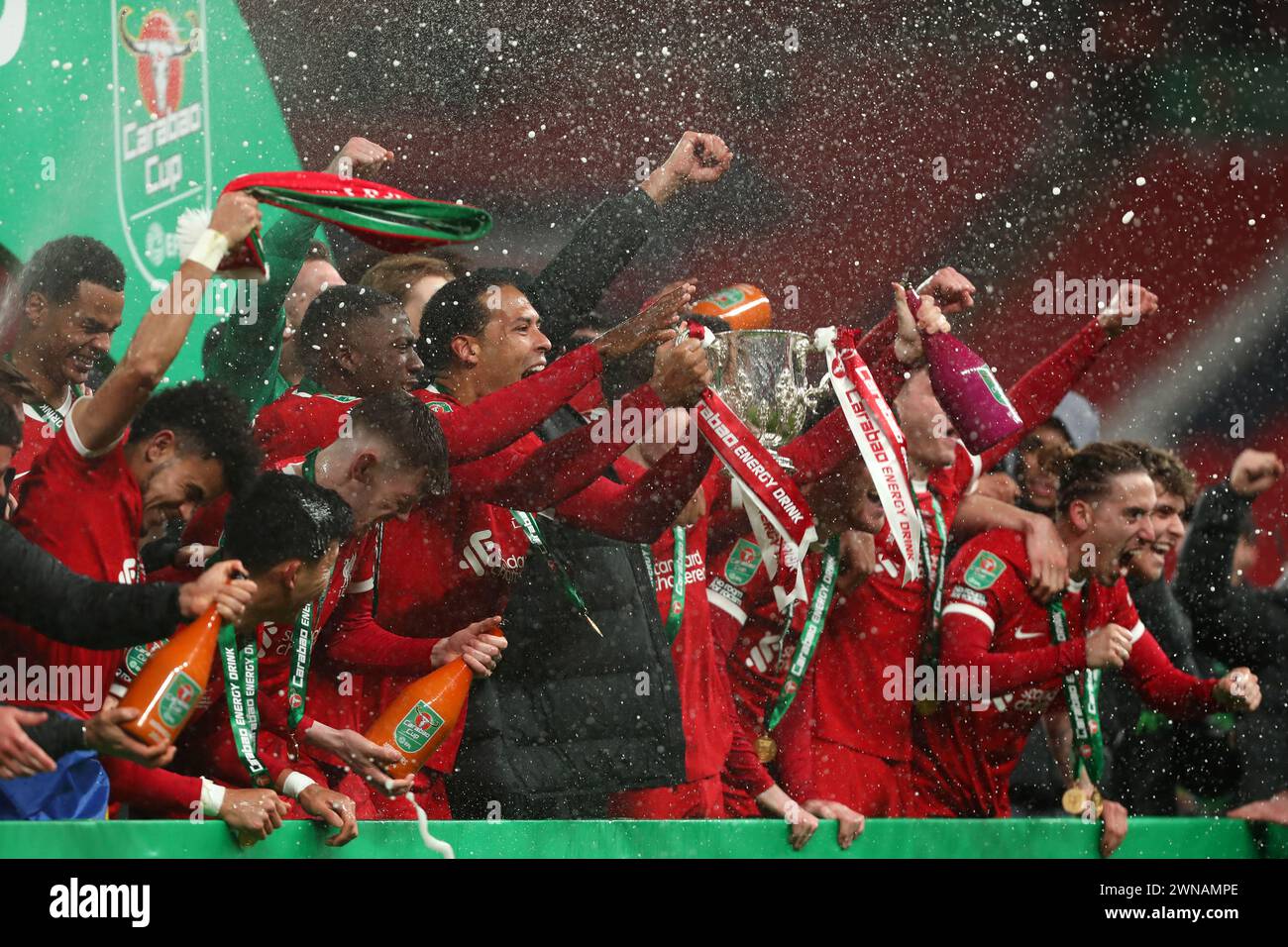 Virgil van Dijk of Liverpool and team mates celebrate - Chelsea v ...