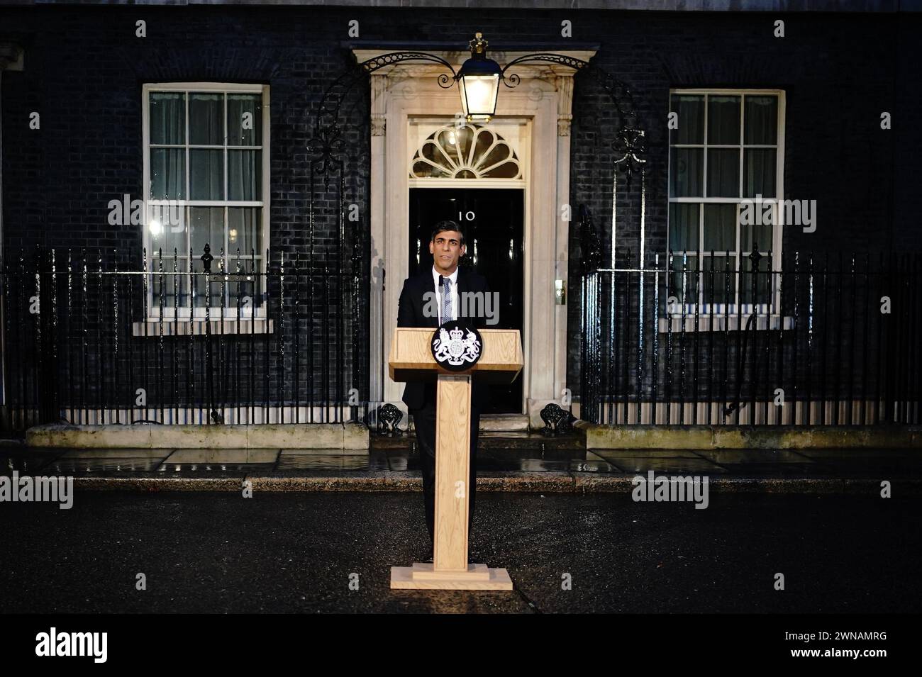 Prime Minister Rishi Sunak giving a press conference in Downing Street ...
