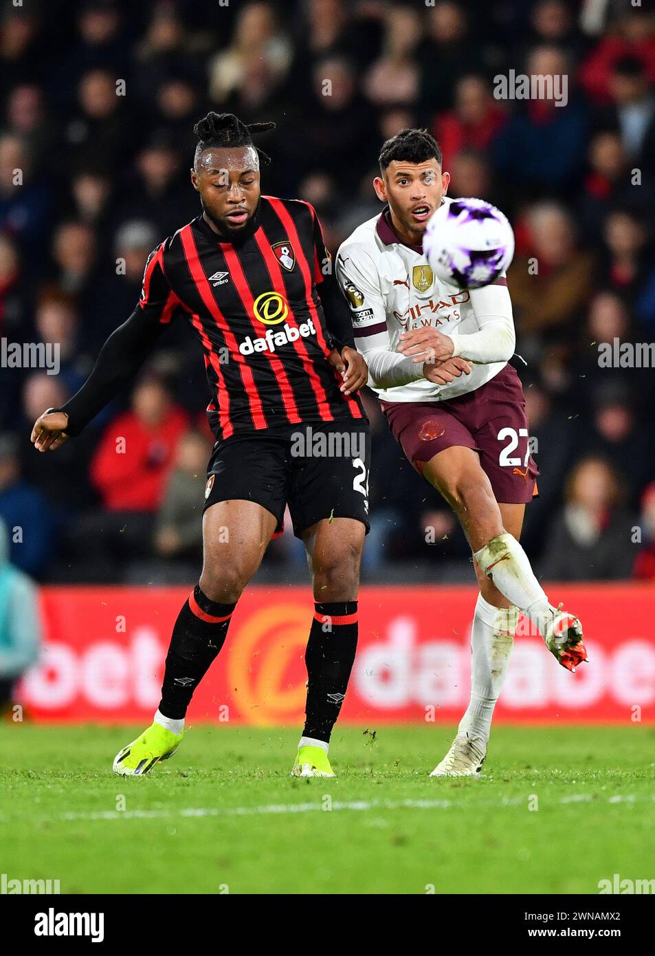 Antoine Semenyo of AFC Bournemouth and Matheus Nunes of Manchester City ...