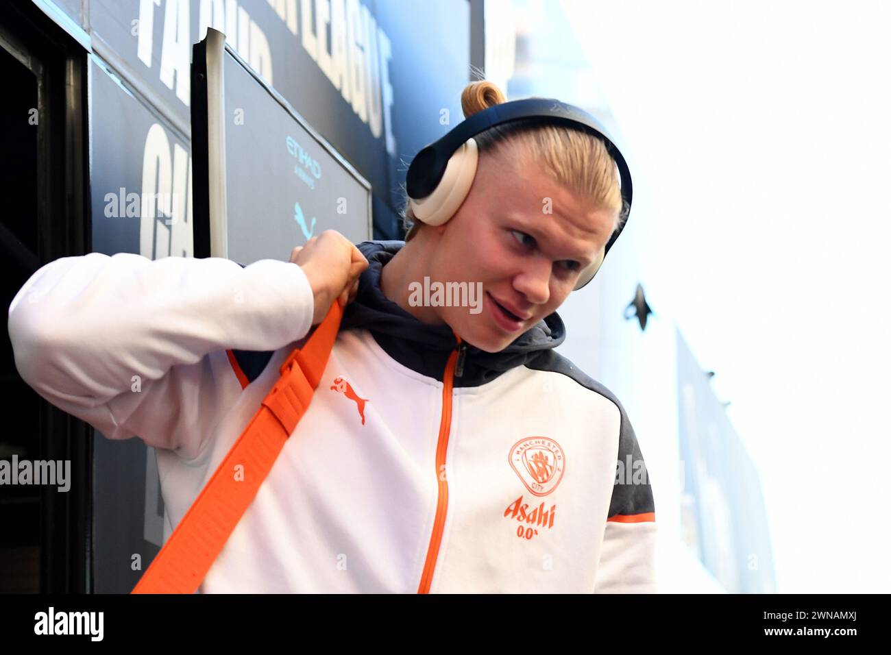 Erling Haaland of Manchester City emerges from the team bus - AFC ...