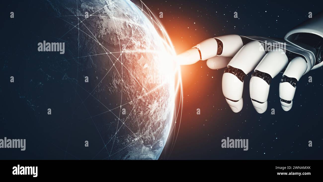 XAI 3D rendering futuristic droid robot technology development ...