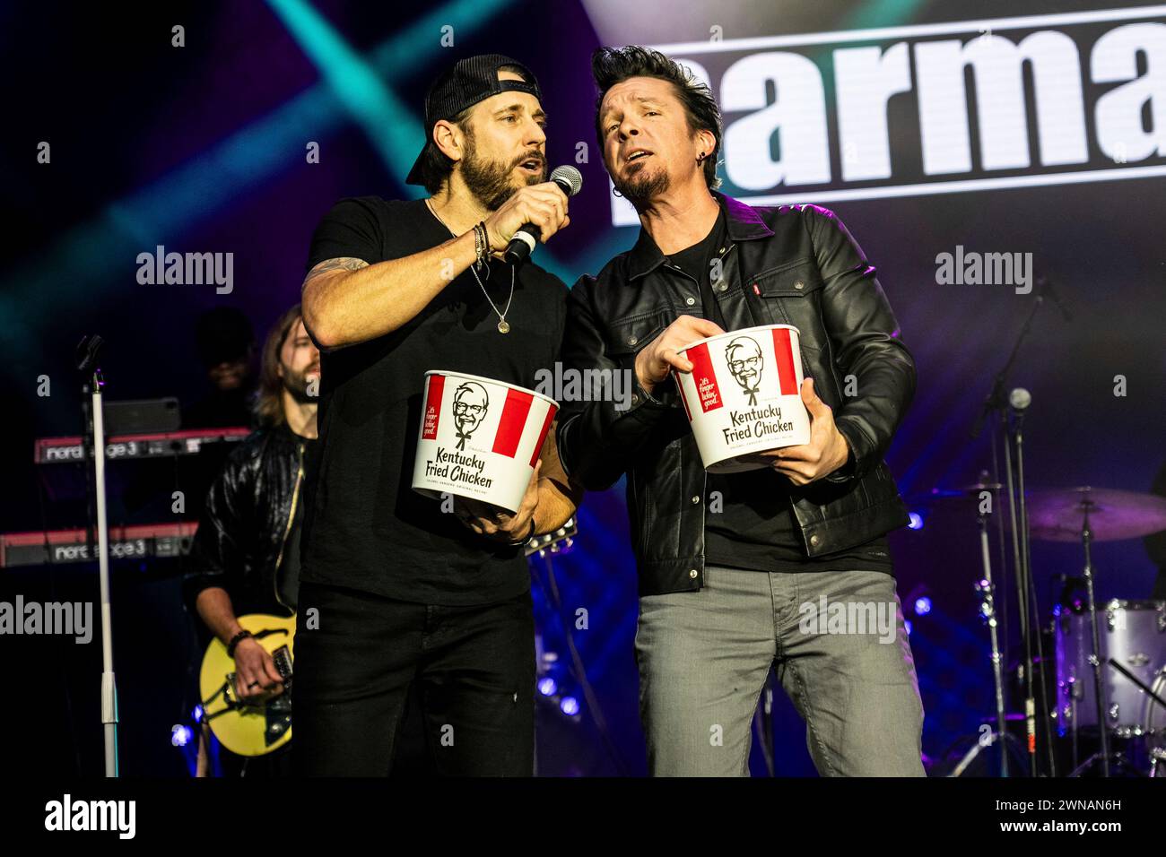 Scott Thomas, left, and Joshua McSwain of Parmalee perform during ...