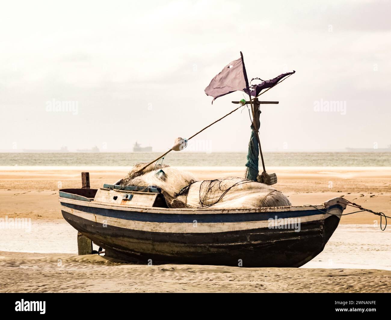 Rustic and traditional artisanal fishing boat, used in subsistence ...