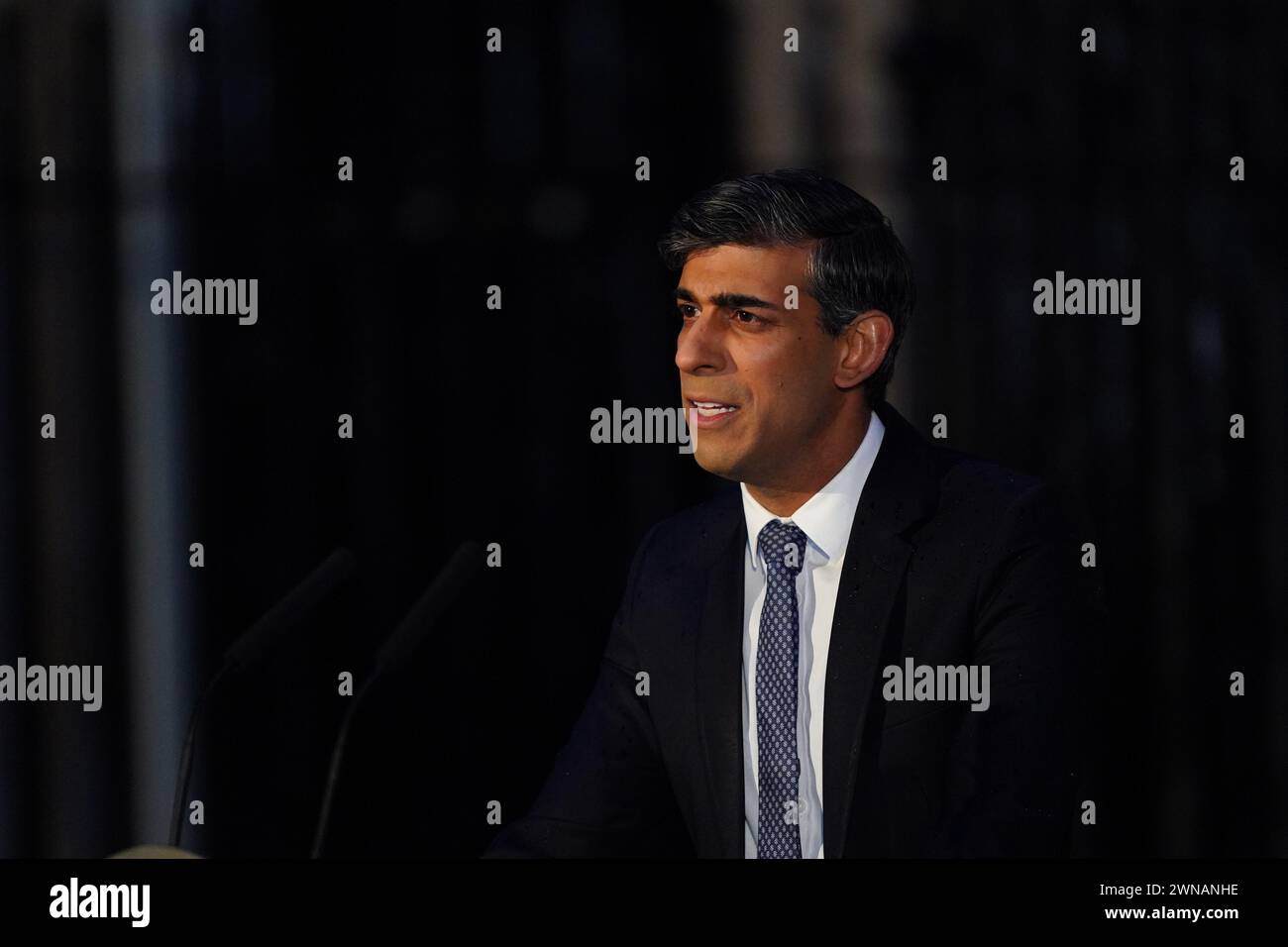 Prime Minister Rishi Sunak giving a press conference in Downing Street ...
