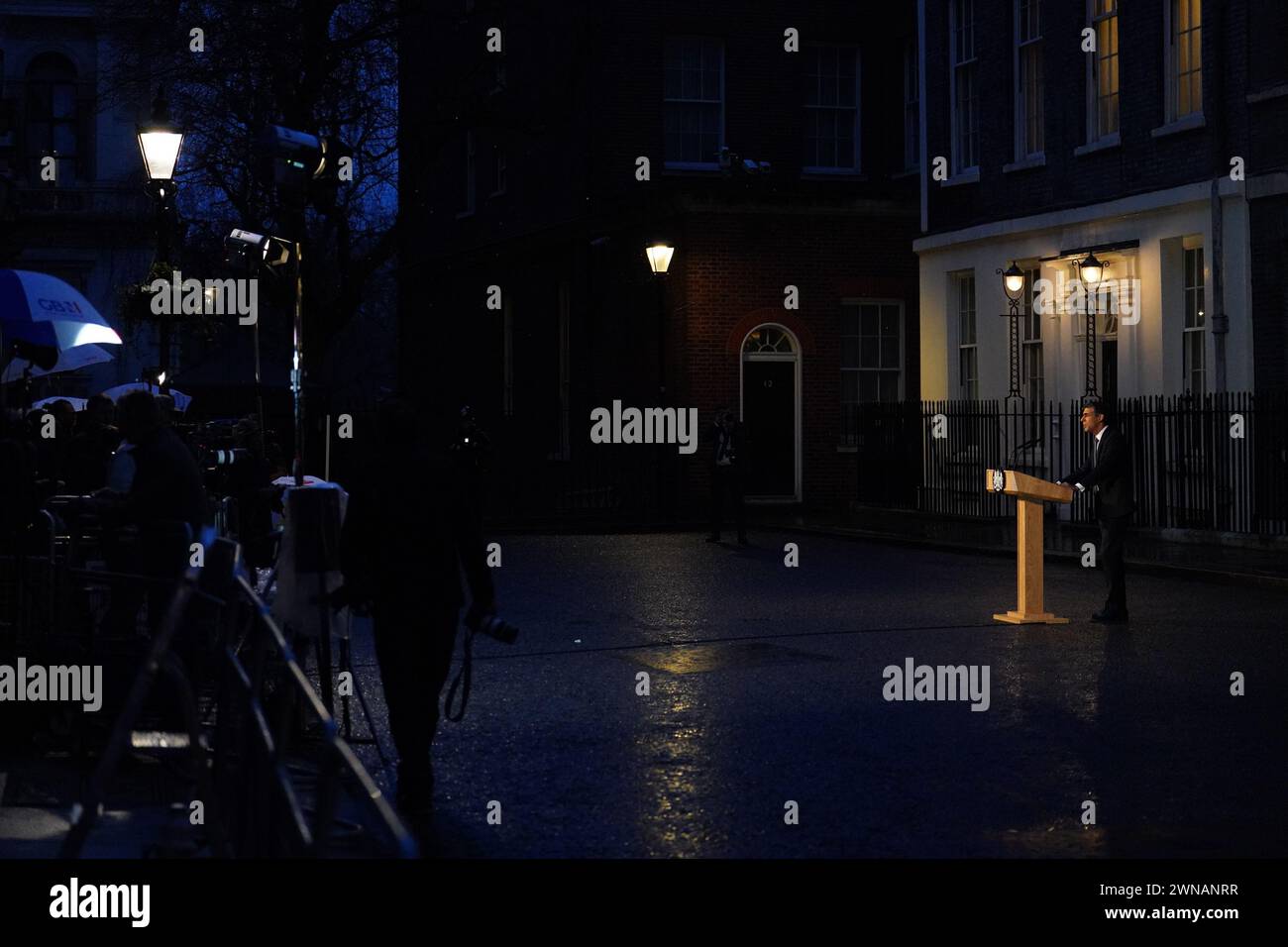 Prime Minister Rishi Sunak giving a press conference in Downing Street ...