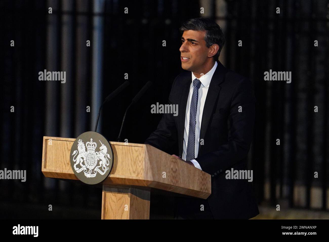 Prime Minister Rishi Sunak giving a press conference in Downing Street ...