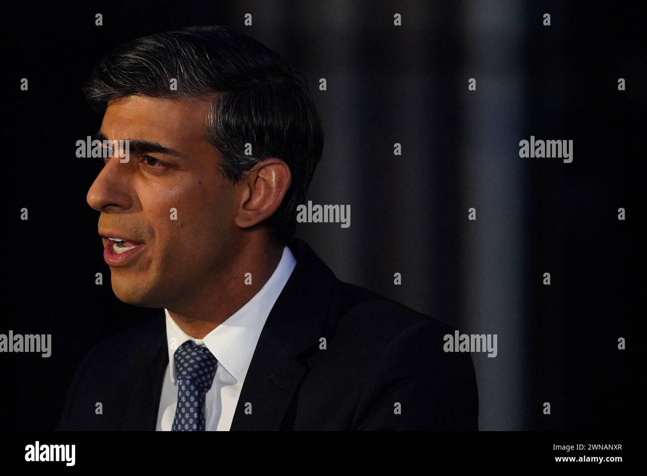 Prime Minister Rishi Sunak giving a press conference in Downing Street ...