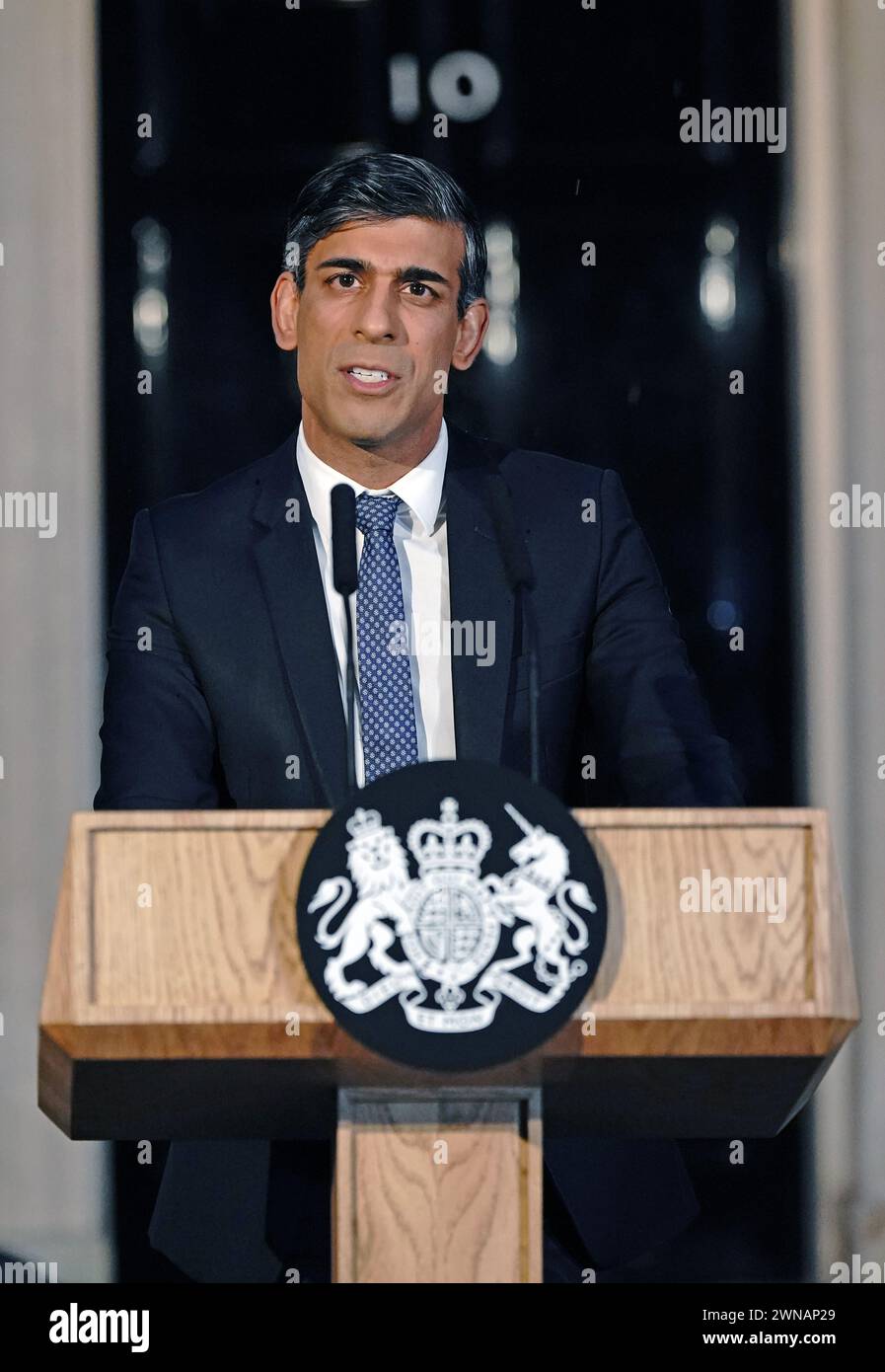 Prime Minister Rishi Sunak giving a press conference in Downing Street ...
