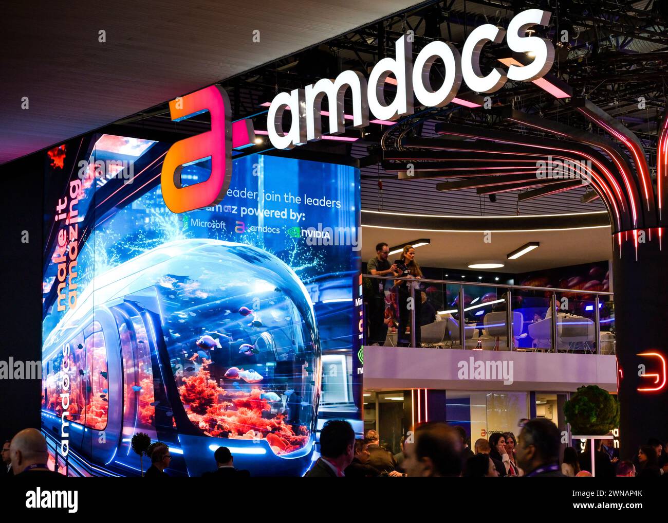 amdocs Messestand, MWC Mobile World Congress 2024, Barcelona, Spanien *** amdocs exhibition ...