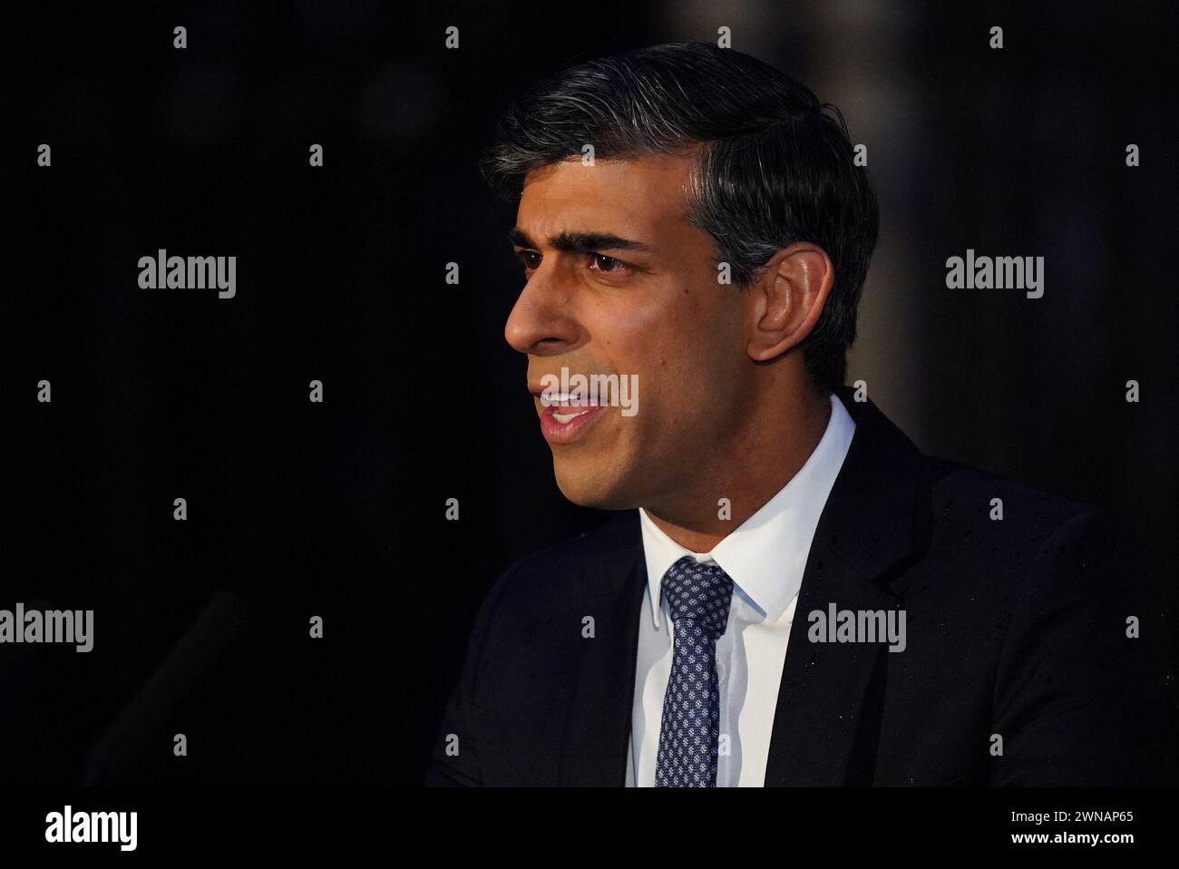 Prime Minister Rishi Sunak giving a press conference in Downing Street ...