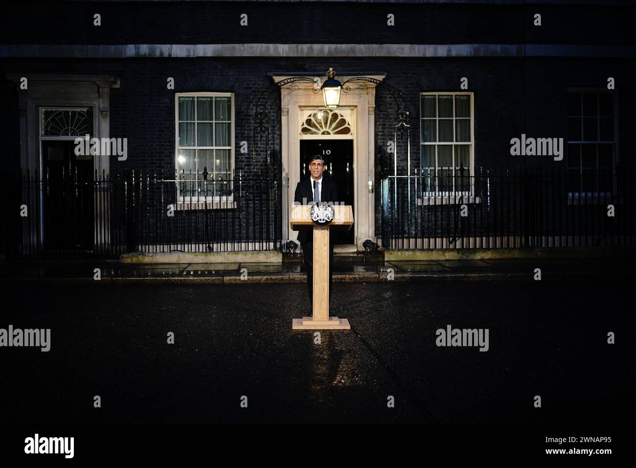 Prime Minister Rishi Sunak giving a press conference in Downing Street ...