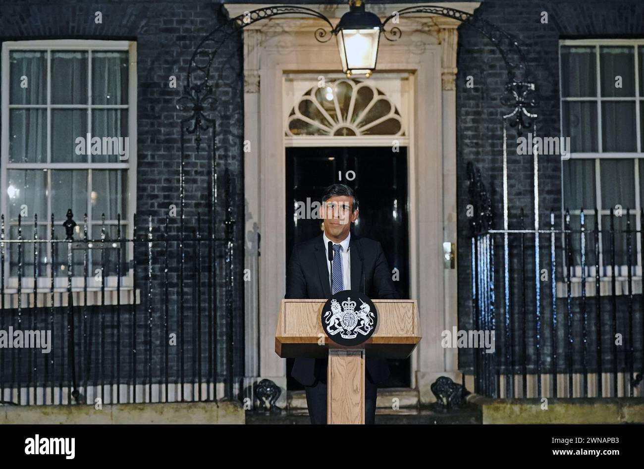 Prime Minister Rishi Sunak giving a press conference in Downing Street ...