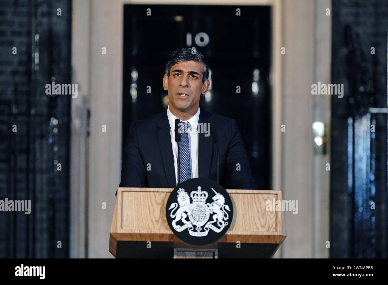 Prime Minister Rishi Sunak giving a press conference in Downing Street ...