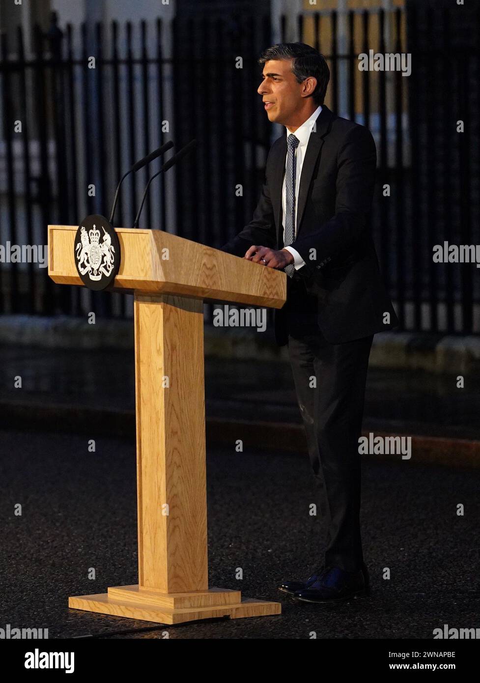 Prime Minister Rishi Sunak giving a press conference in Downing Street ...