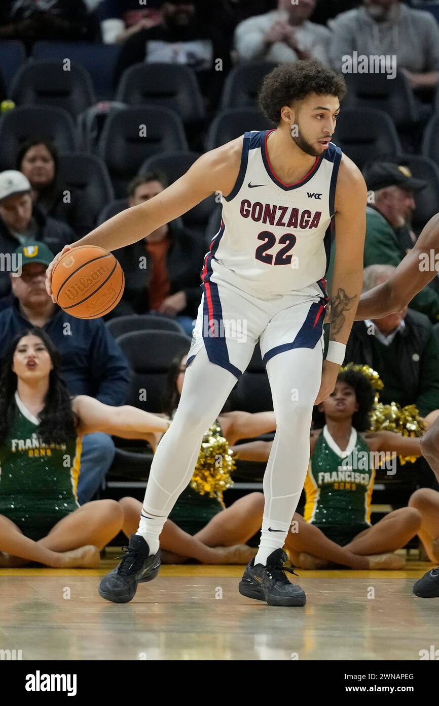Gonzaga forward Anton Watson during an NCAA college basketball game ...