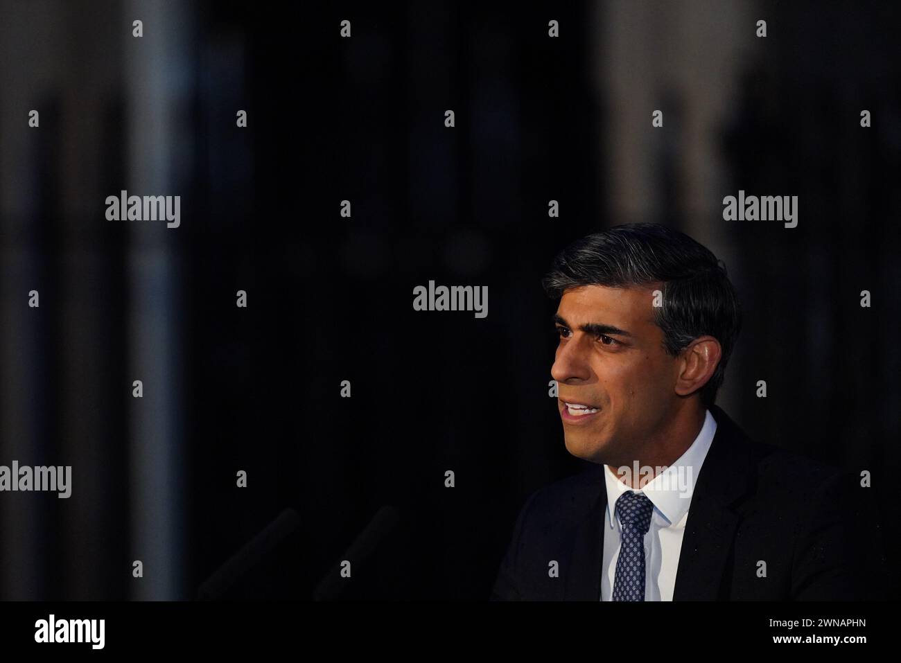 Prime Minister Rishi Sunak giving a press conference in Downing Street ...