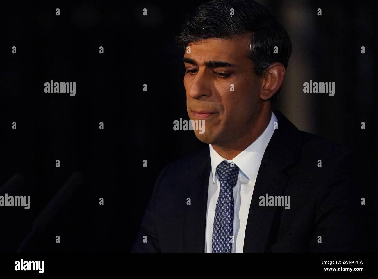 Prime Minister Rishi Sunak giving a press conference in Downing Street ...