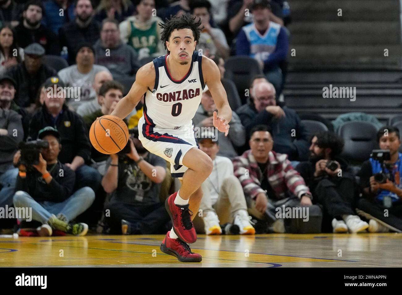 Gonzaga guard Ryan Nembhard during an NCAA college basketball game ...