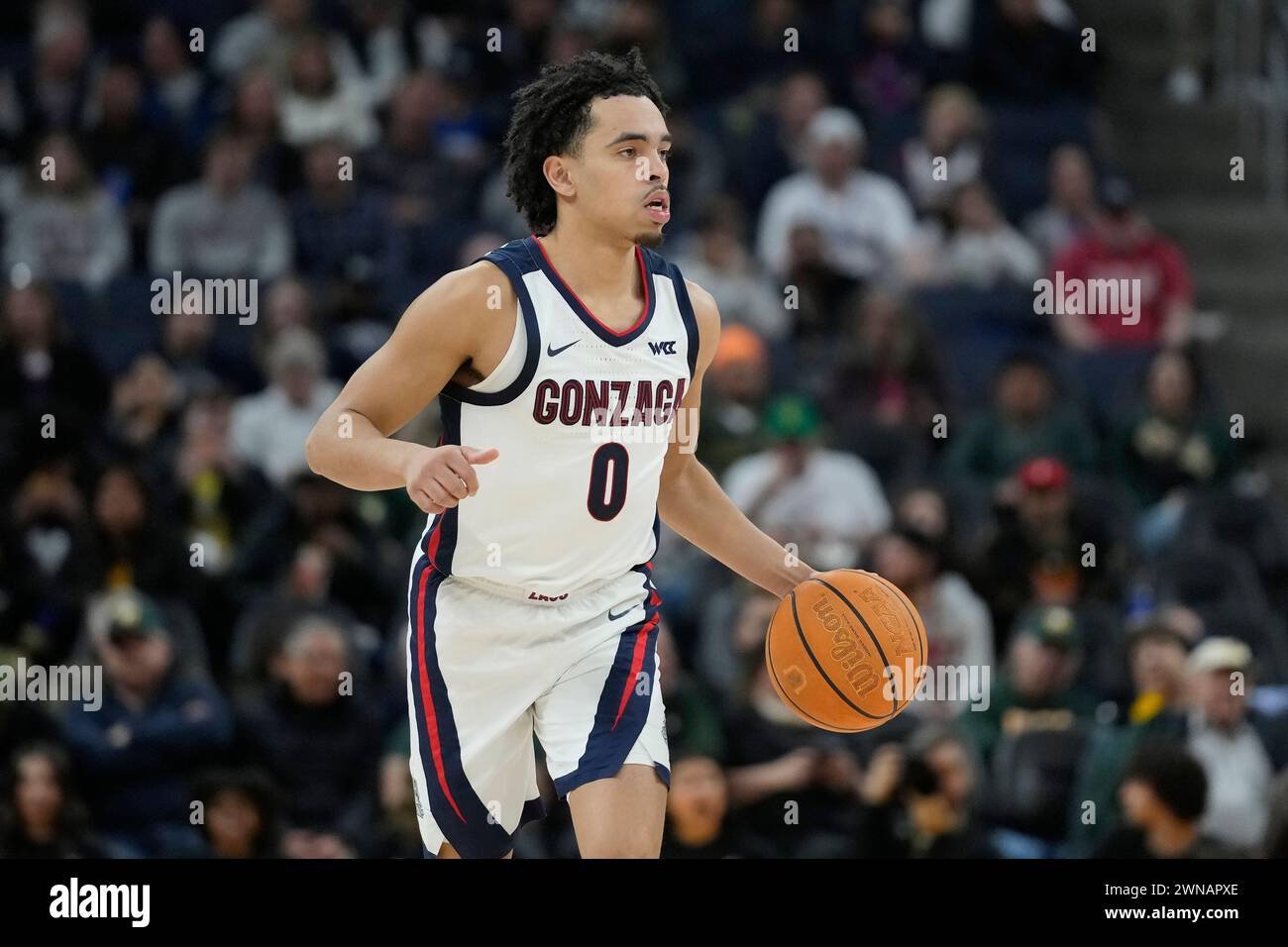 Gonzaga guard Ryan Nembhard during an NCAA college basketball game ...