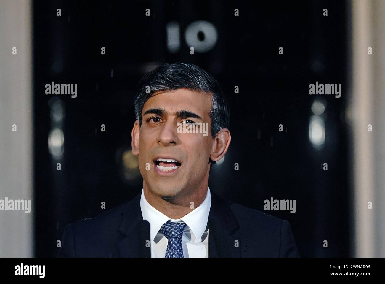 Prime Minister Rishi Sunak giving a press conference in Downing Street ...